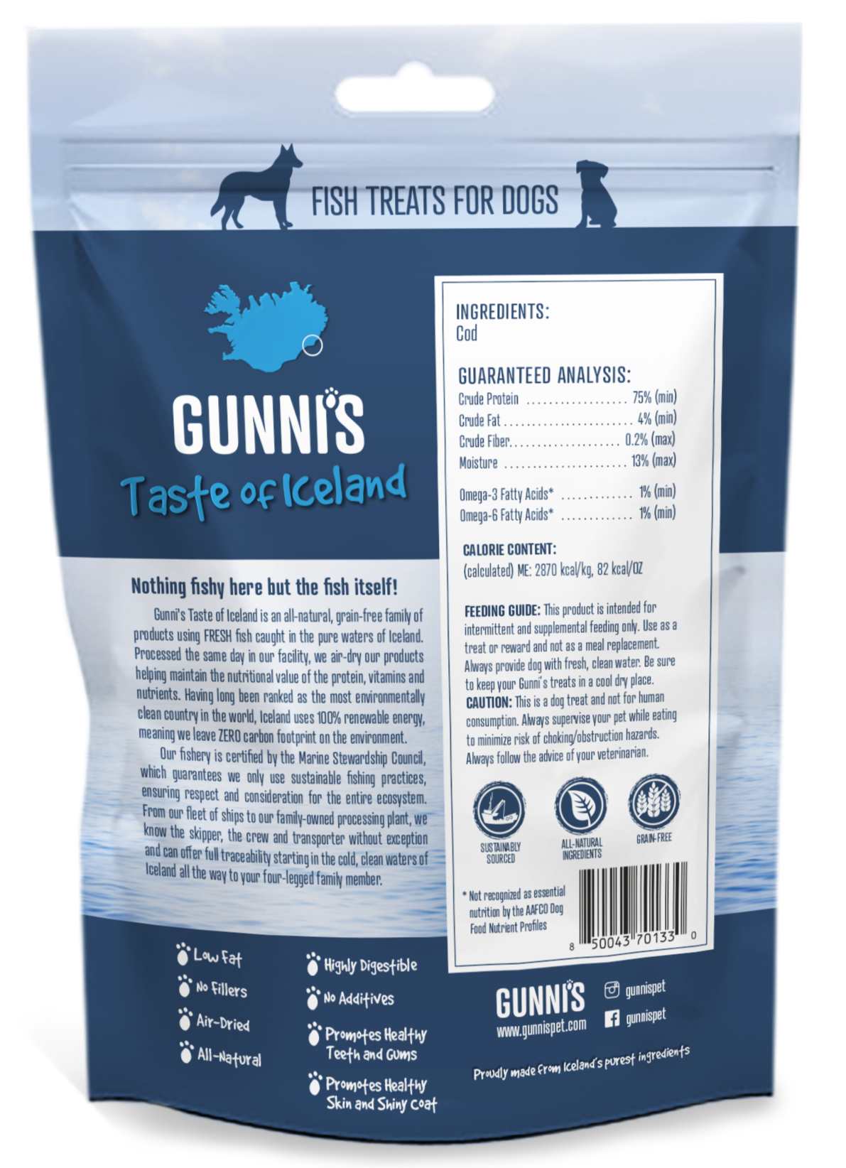 GUNNI'S Cod Chewy Sticks 4" Dog Treats 3Pcs | A Pet Supply Store ...