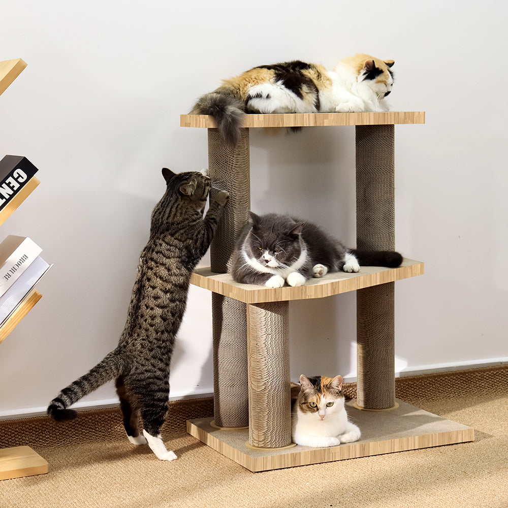 Woodtone 3-Tier Cat Tree with Scratcher | A Pet Supply Store | Luxury ...